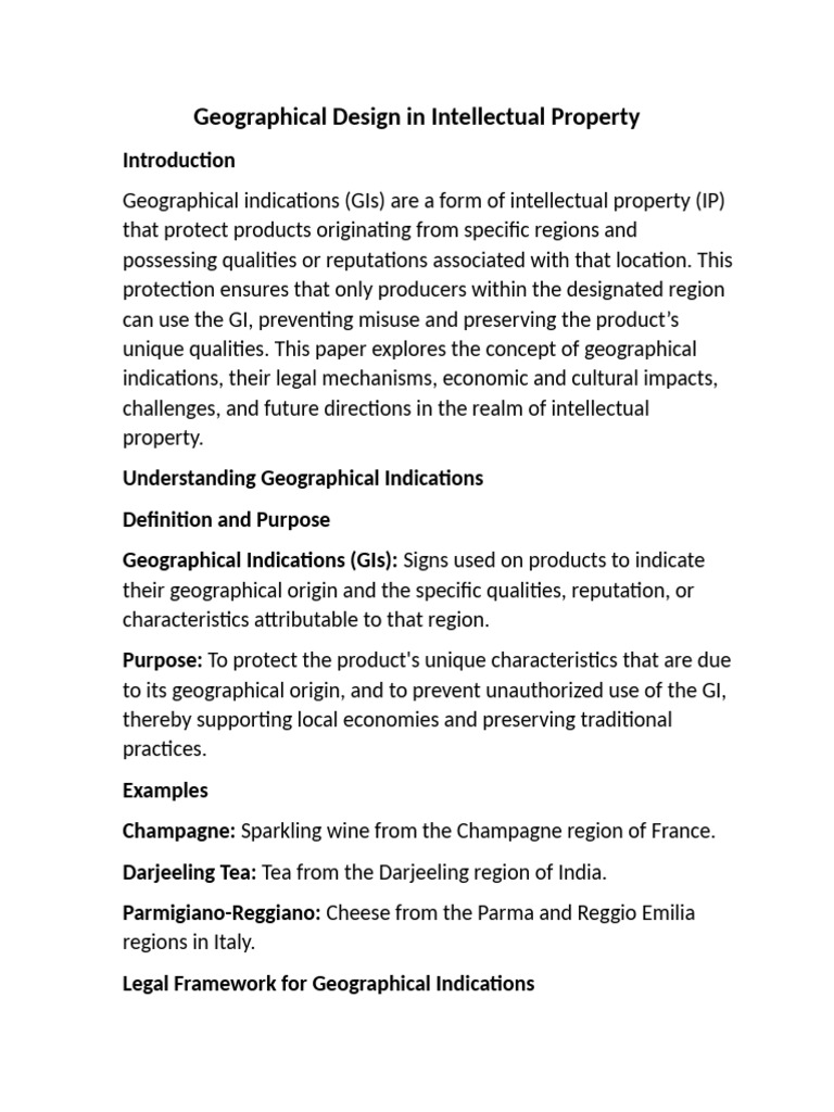 Geographical Design in Intellectual Property | PDF