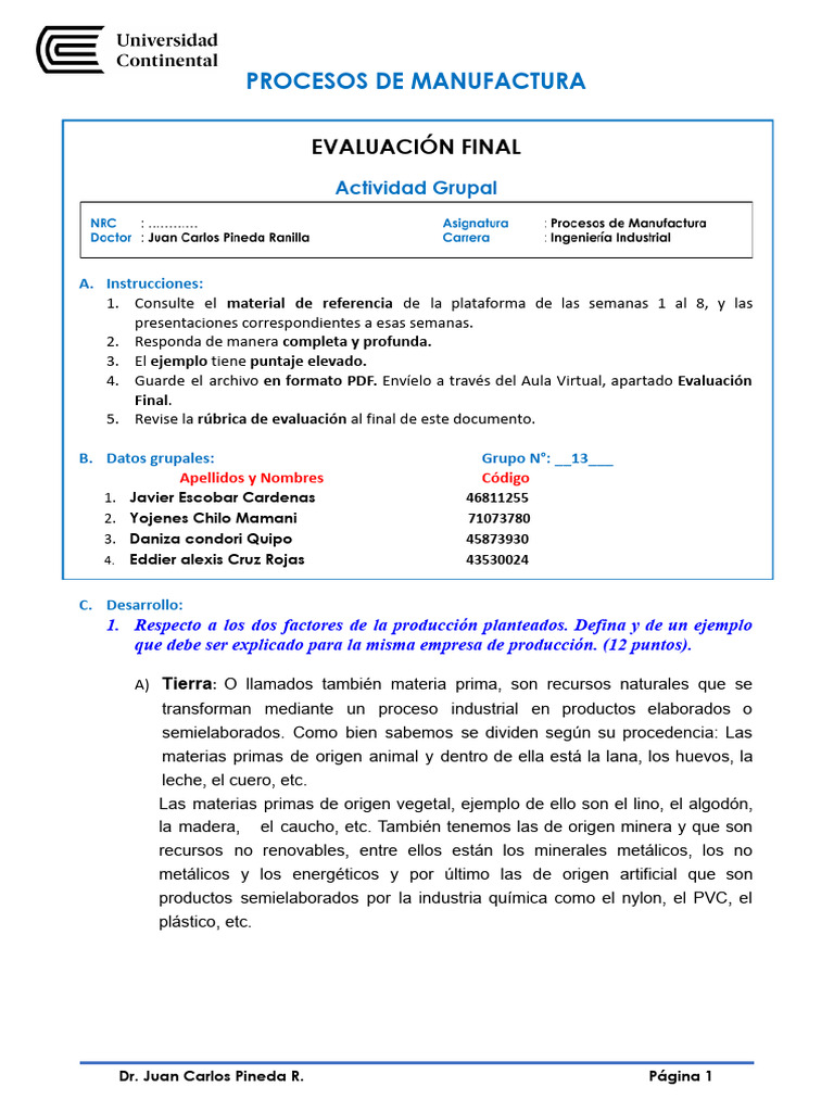 Final - Procesos D Manufactura-NUEVO | PDF