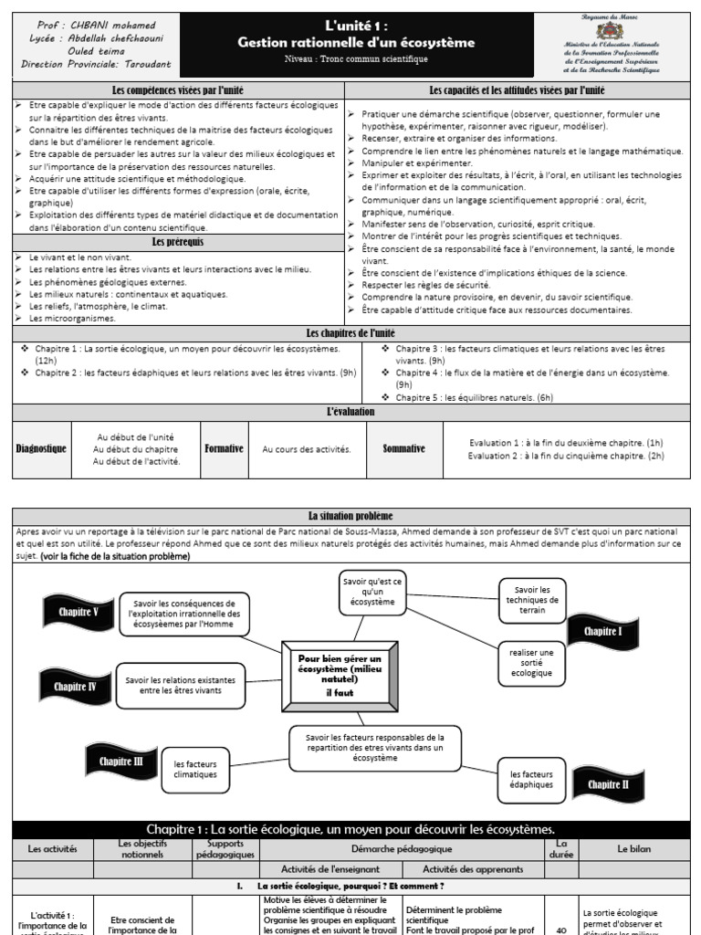 Sortie Ecologique Fiche Pedagogique SVT Tronc Commun Sciences PDF 4 | PDF