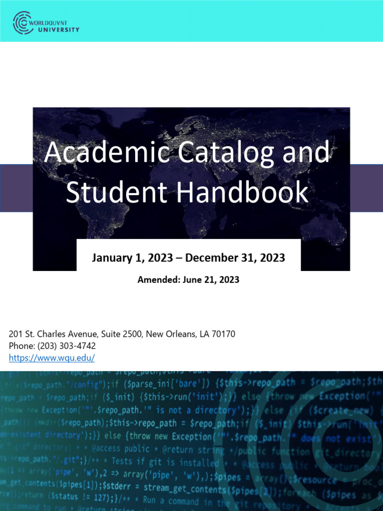 WQU Catalog - Amended June 2023 | PDF | Bachelor Of Science ...
