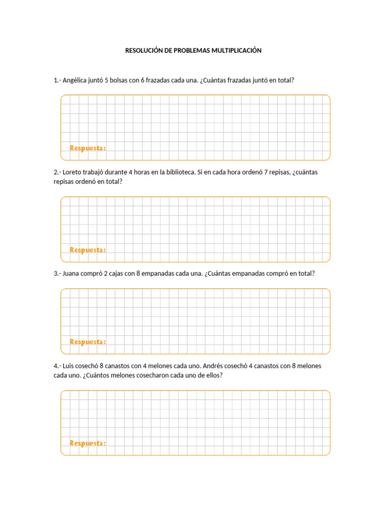 Resolución de Problemas Multiplicación Tercero Básico | PDF