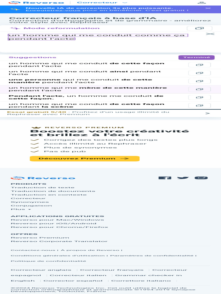 Correcteur D'orthographe Et de Grammaire - Français - Reverso 2 | PDF