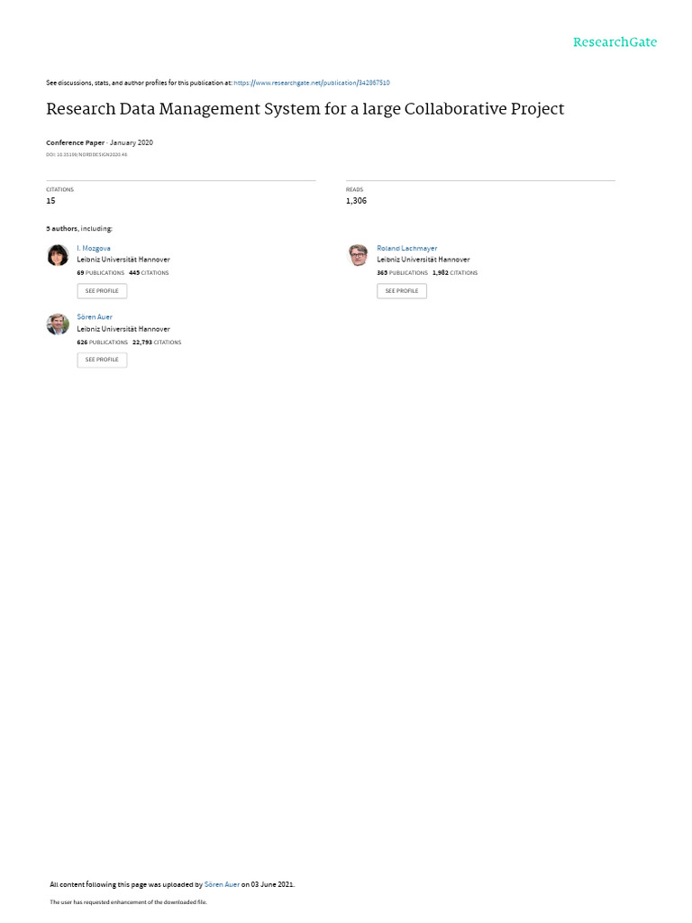 Research Data Management System For A Large Collab | PDF