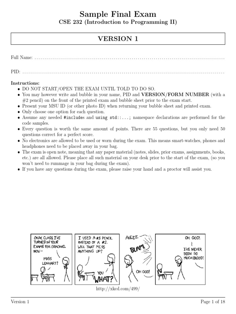Sample Final Exam | PDF