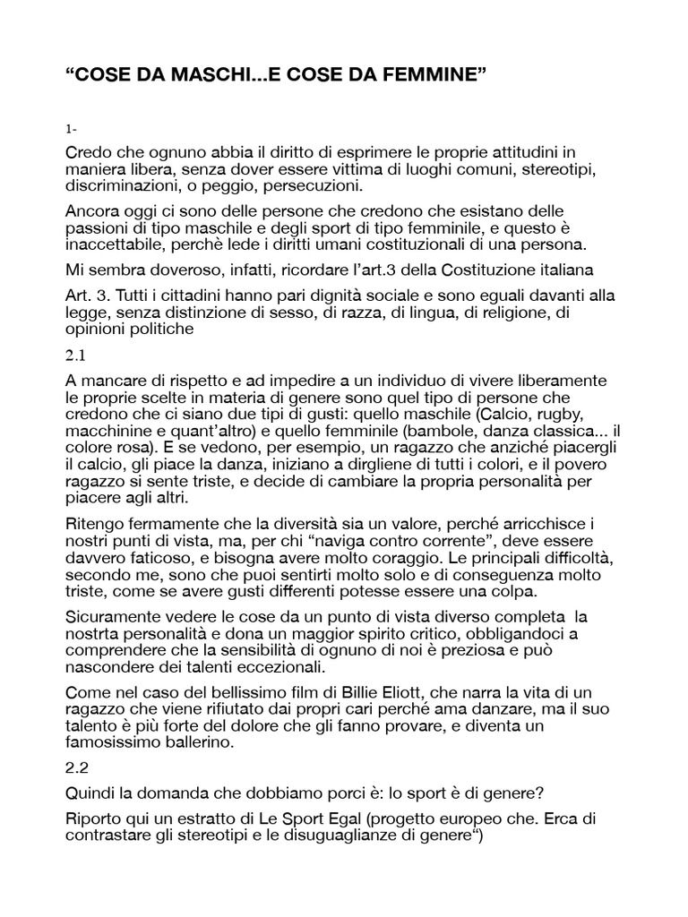 Cose Da Maschi... e Cose Da Femmine | PDF