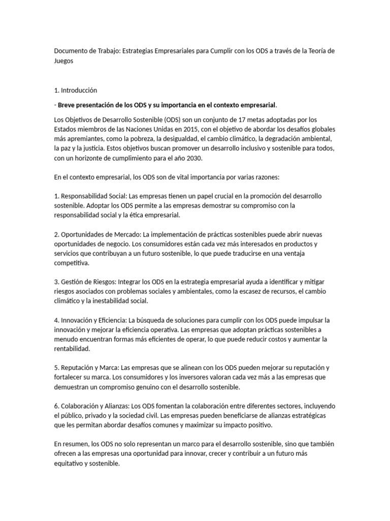 Breve Presentación de Los ODS y Su Importancia en El Contexto Empresarial | PDF
