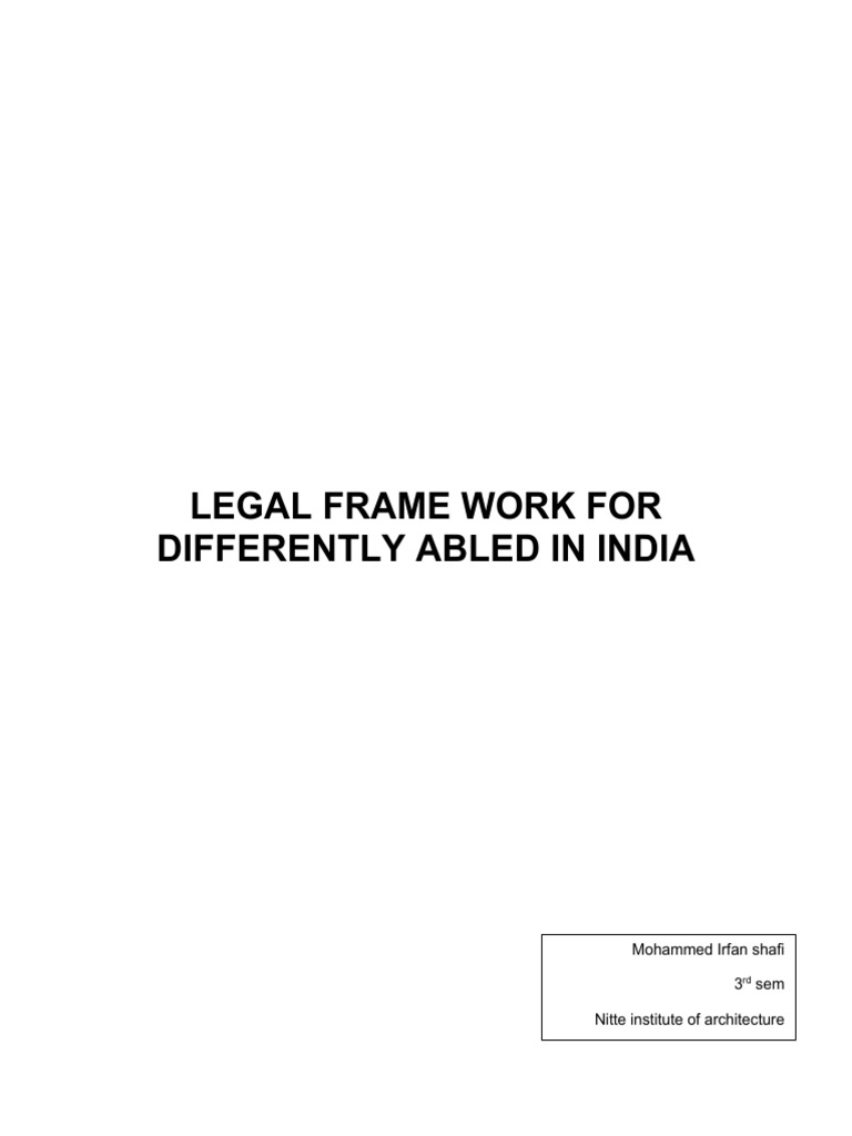 Legal Frame Work For Differently Abled in India | PDF