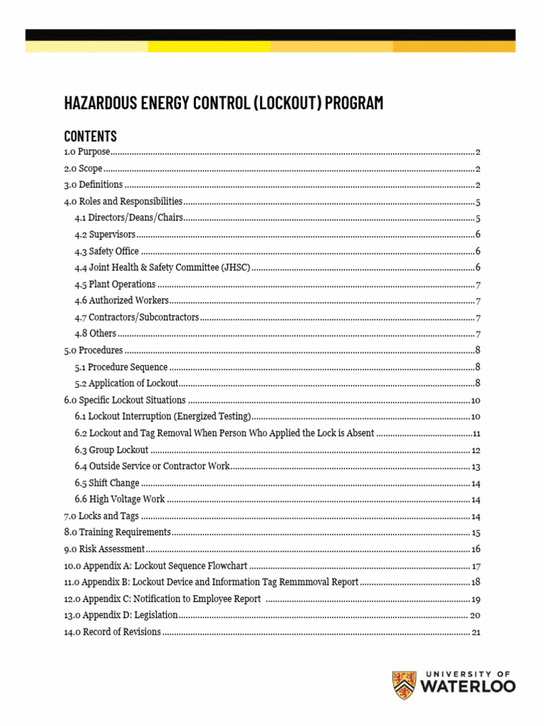 Hazardous Energy Control Lockout Program v.2.1 Mar2023 - 0 | PDF