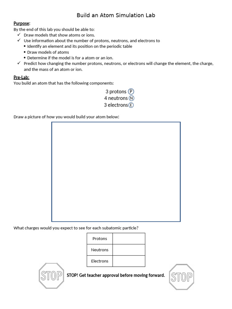 Build An Atom Simulation Lab STUDENT | PDF