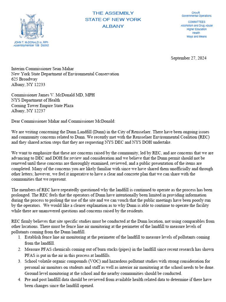 Dunn Letter From MCD and Ash To Dec 9 24 LTR To DEC Re REC | PDF ...