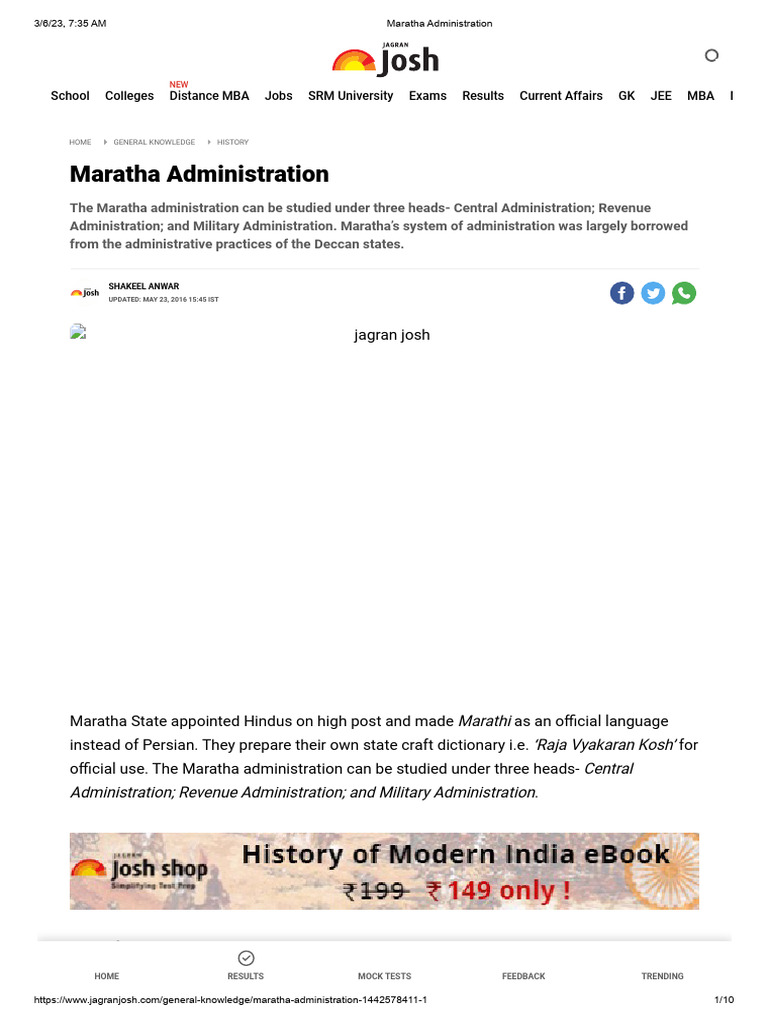 Maratha Administration | PDF