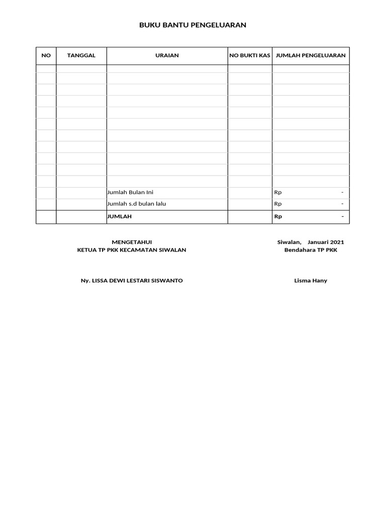 Buku Bantu Pemasukan PKK | PDF