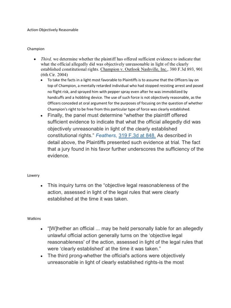 Action Objectively Reasonable | PDF | Politics | Social Science