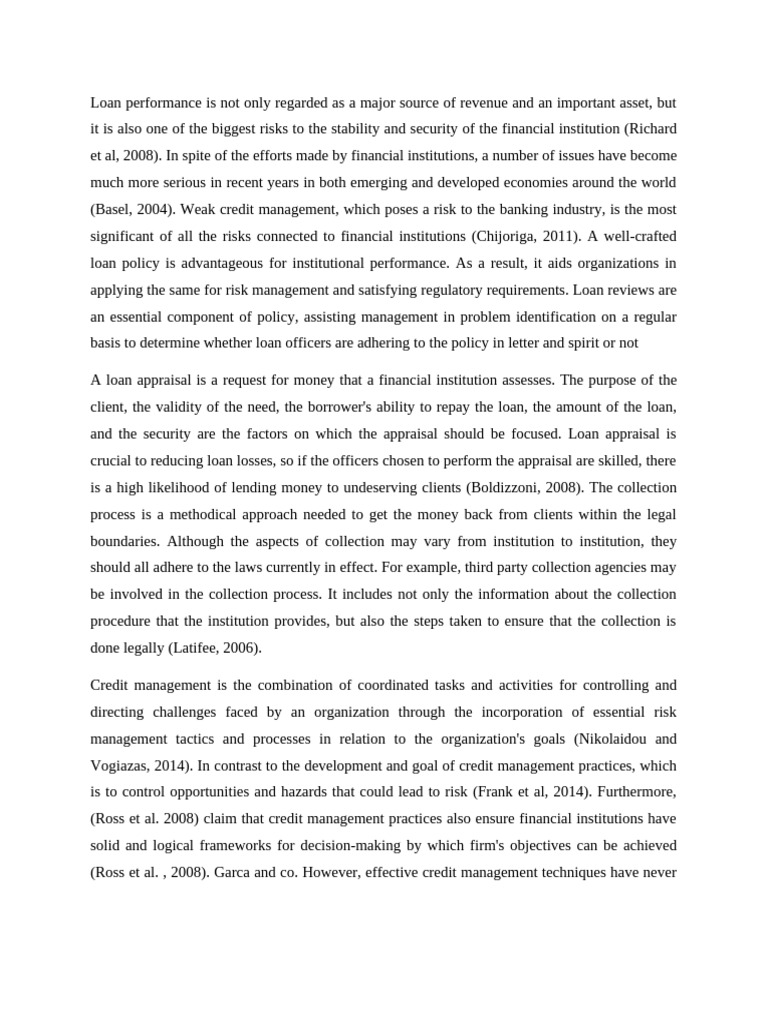 Loan Performance Is Not Only Regarded As A Major Source of Revenue and ...