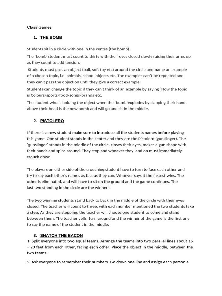 Class Games | PDF