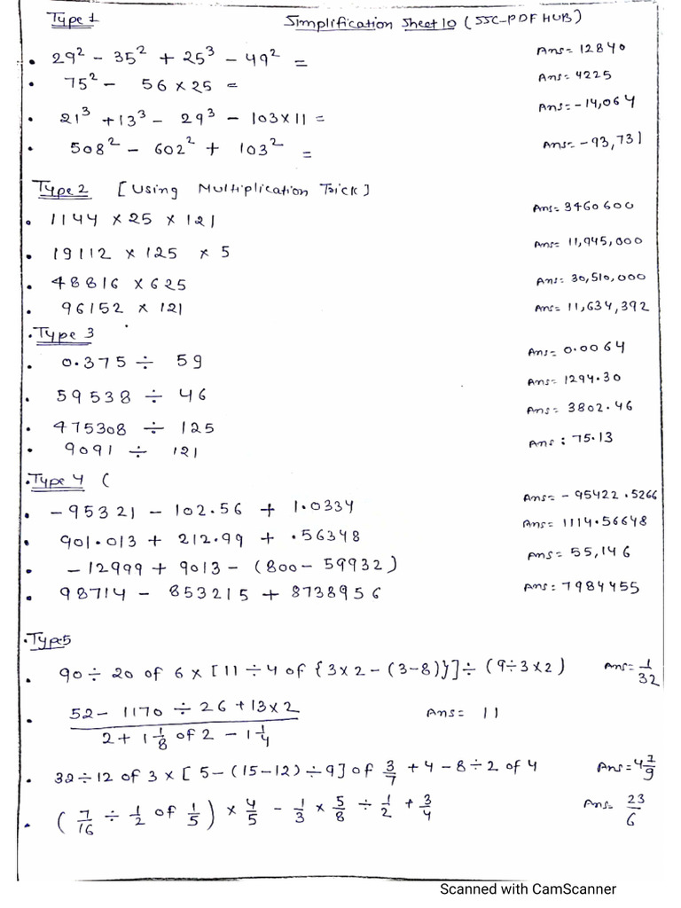 Calculation Sheet 10 | PDF