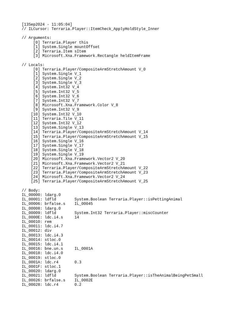 Player - ItemCheck - ApplyHoldStyle - Inner - Before | PDF