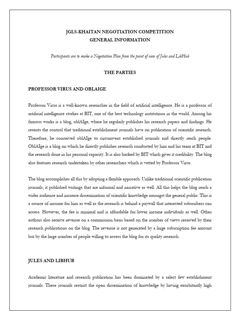 Negotiation Plan Problem | PDF