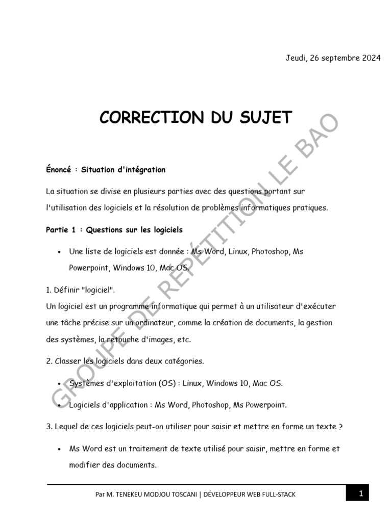 Correction Du Sujet #2 | PDF