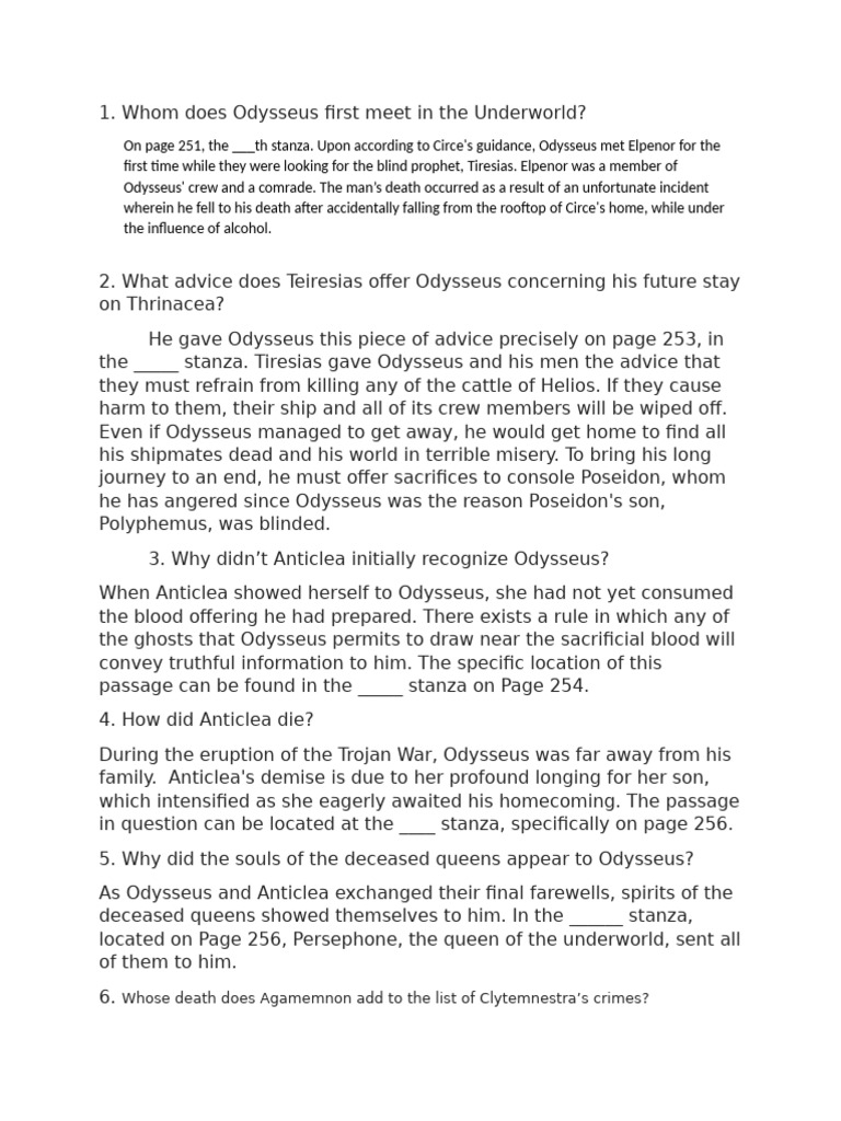 Odysseus Reading Guide | PDF