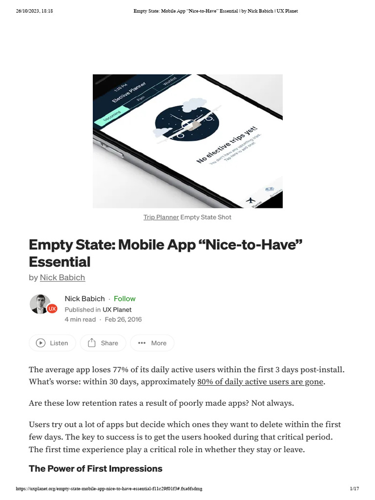 Empty State - Mobile App "Nice-to-Have" Essential - by Nick Babich - UX ...