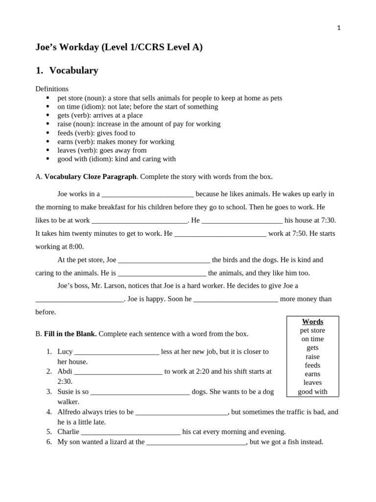 Joes Workday Supplement | PDF | Subject (Grammar) | Verb