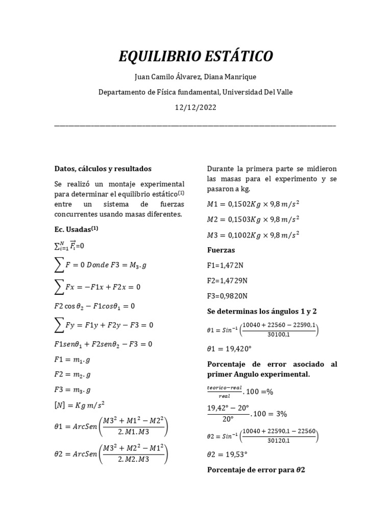 Informe Equilibrio Estatico | PDF