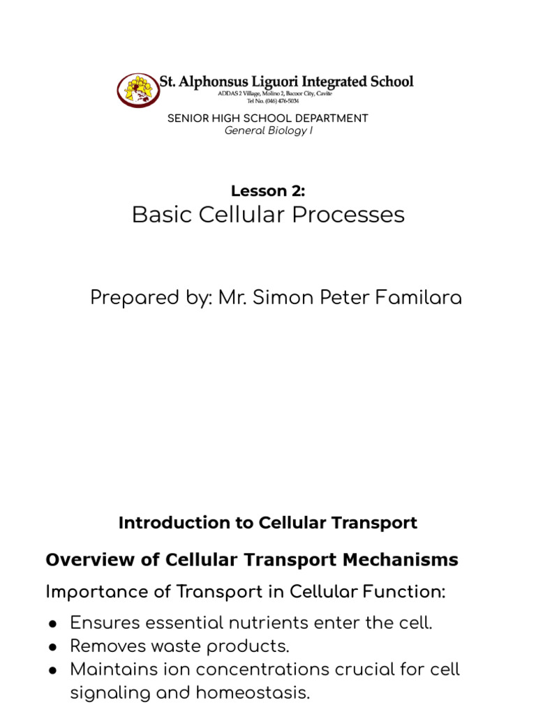 Lesson 2: Basic Cellular Processes PDF | PDF