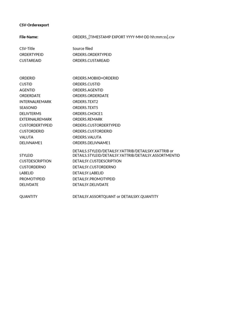Orders-Export Preorder CSV | PDF