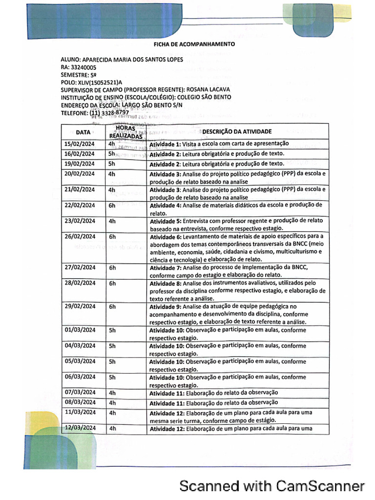 Ficha de Acompanhamento - Cida | PDF