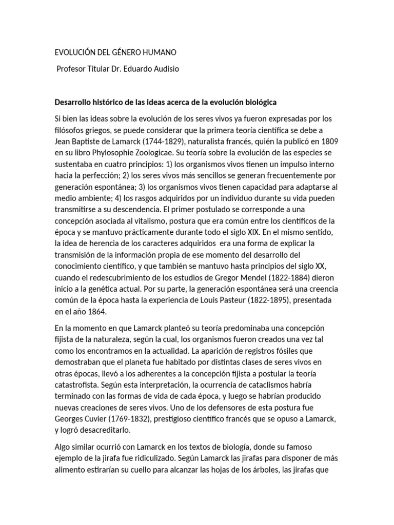 Evolución Del Género Humano | PDF