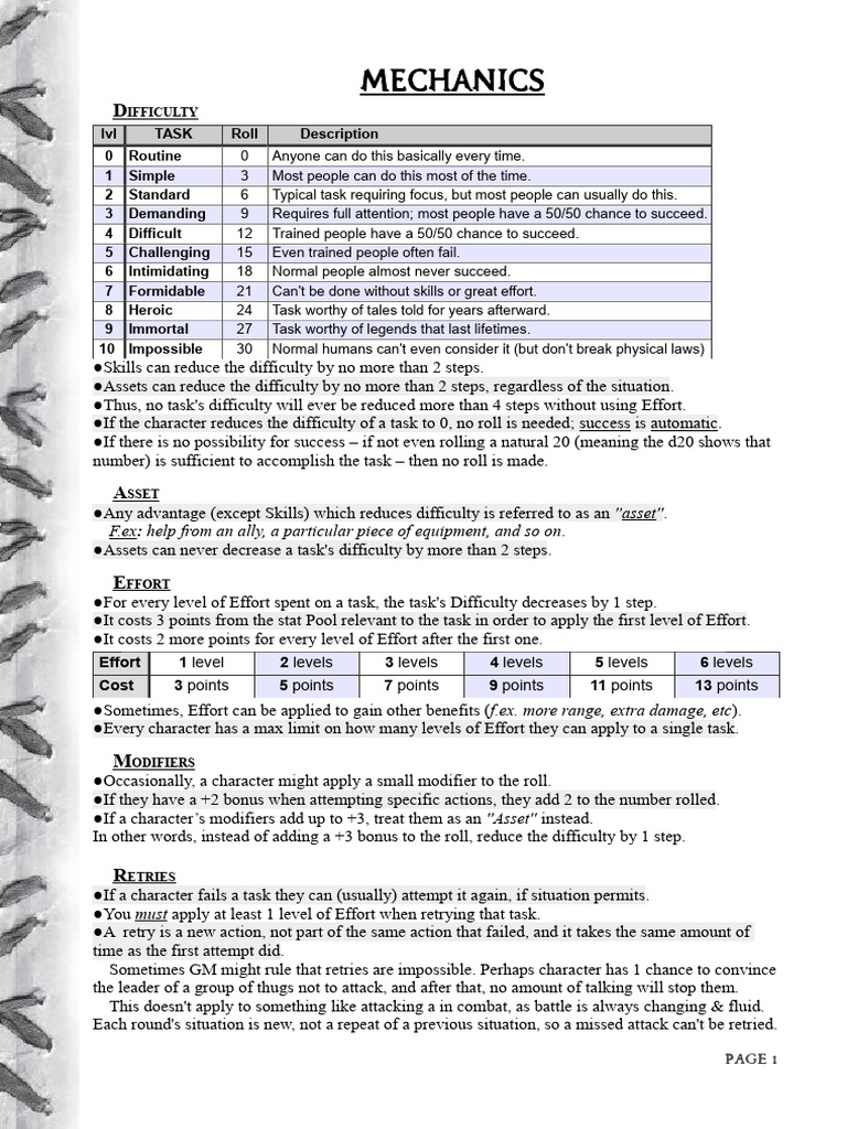 Cypher System - Mechanics Summary (Simplified 02) | PDF