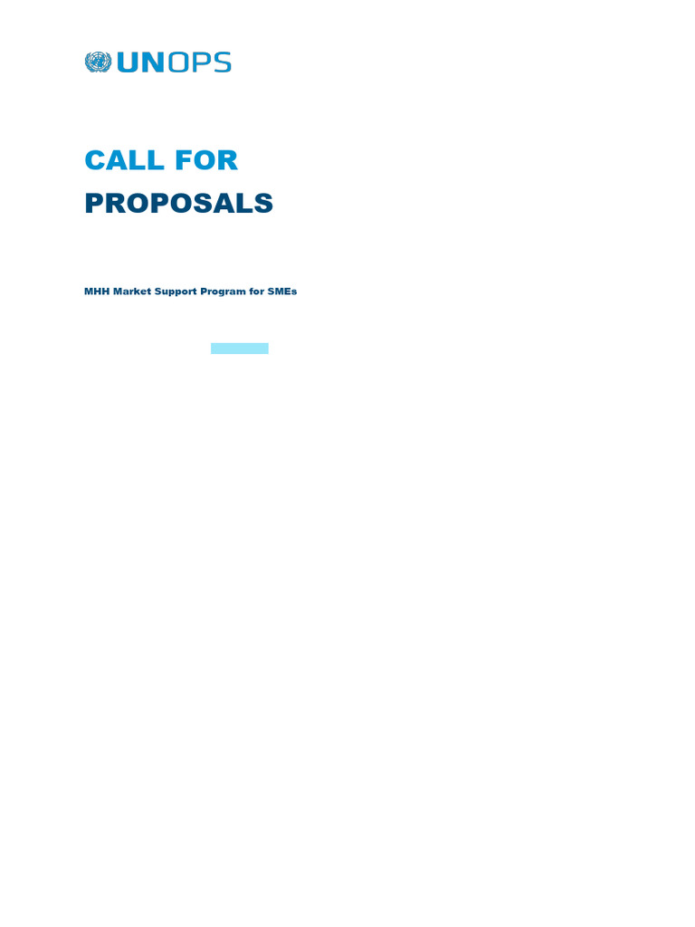 Call For Proposals - BMGF MHH Market Support Program For SMEs | PDF