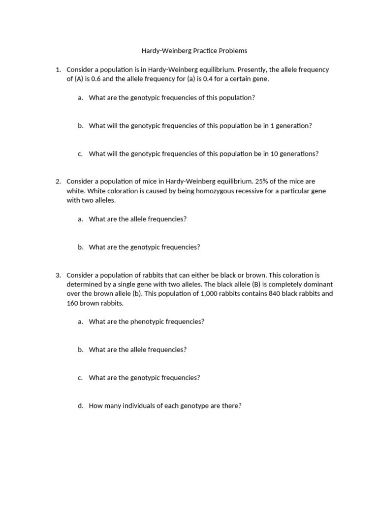 Hardy Weinberg Practice Problems 2 | PDF