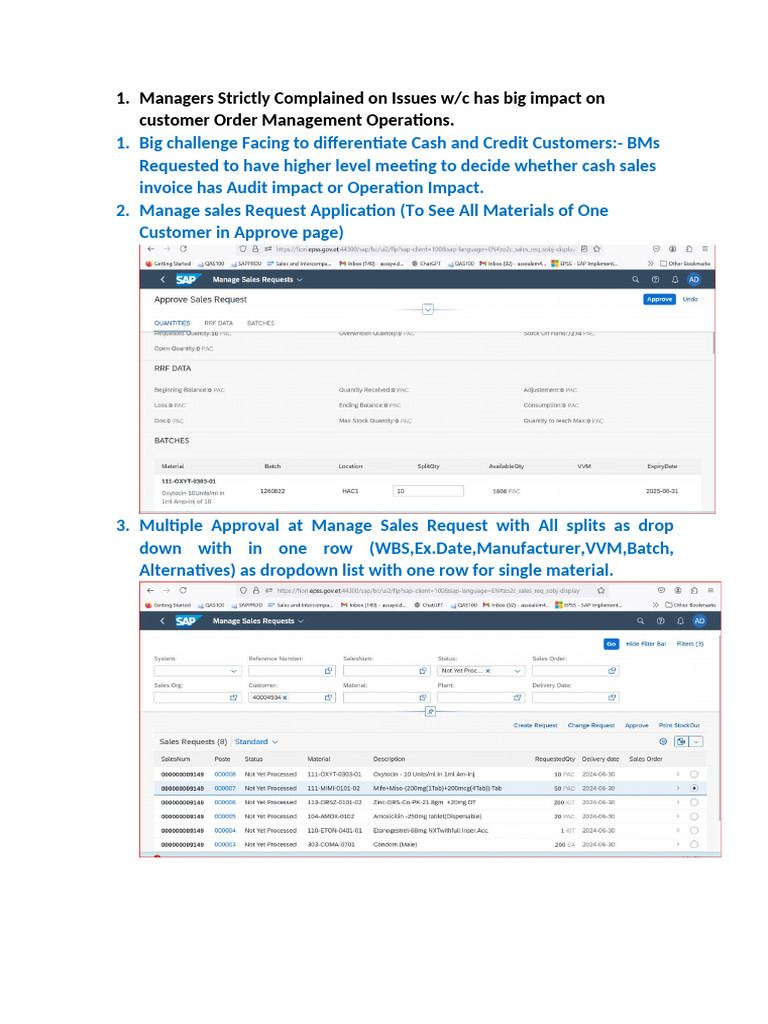 Managers Strictly Complained On Issues With O2C Module Coverages | PDF
