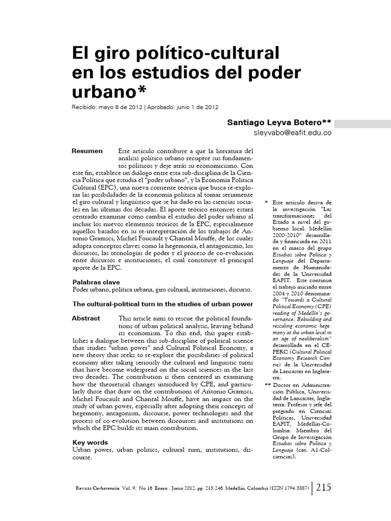 Leyva Botero Santiago 2012 El Giro Político Cultural En Los