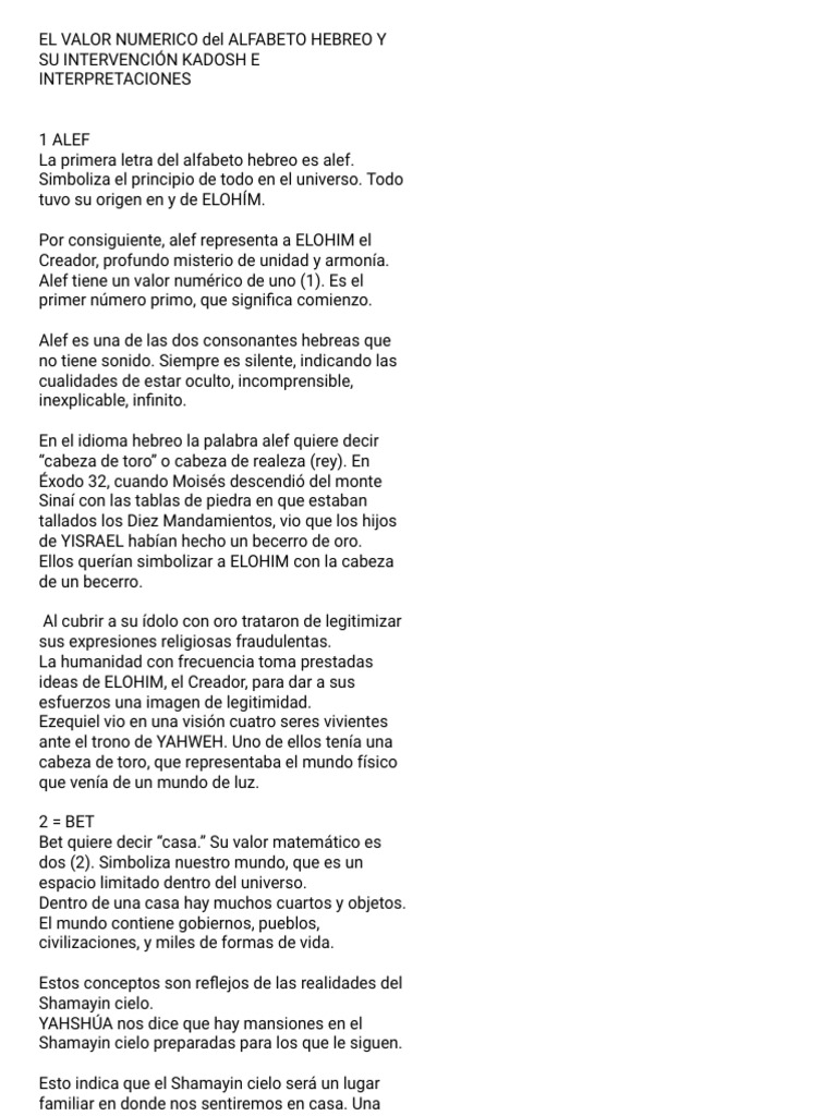 Alfabeto Hebreo y Su Significado Kadosh | PDF
