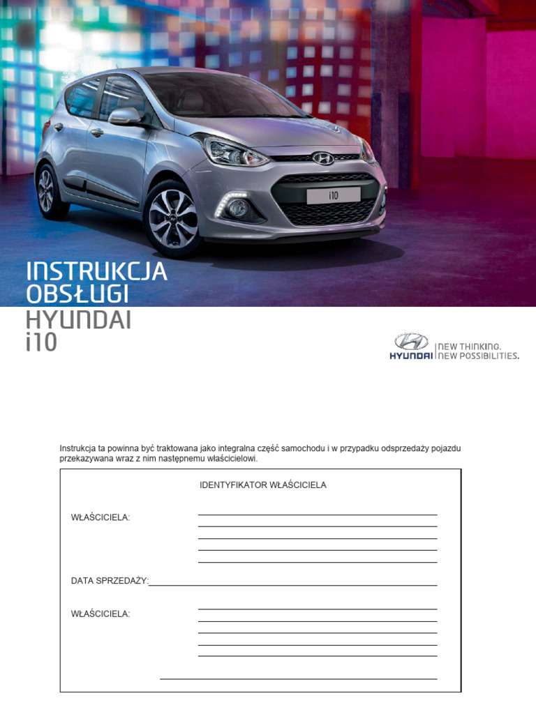 Nowy Hyundai I10 Instrukcja Obsługi | PDF