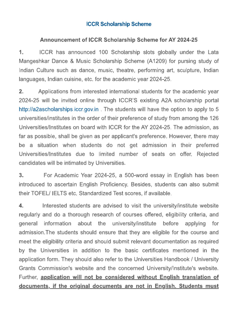 ICCR Schholarships Alumni | PDF