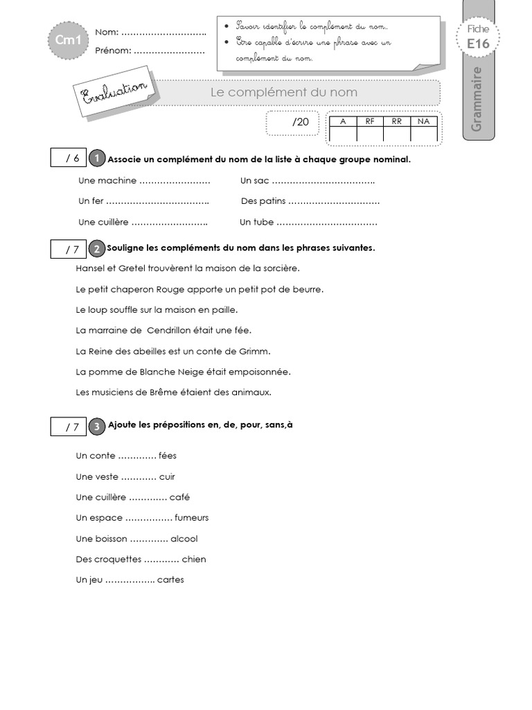 Cm1 Evaluation Complement Nom | PDF