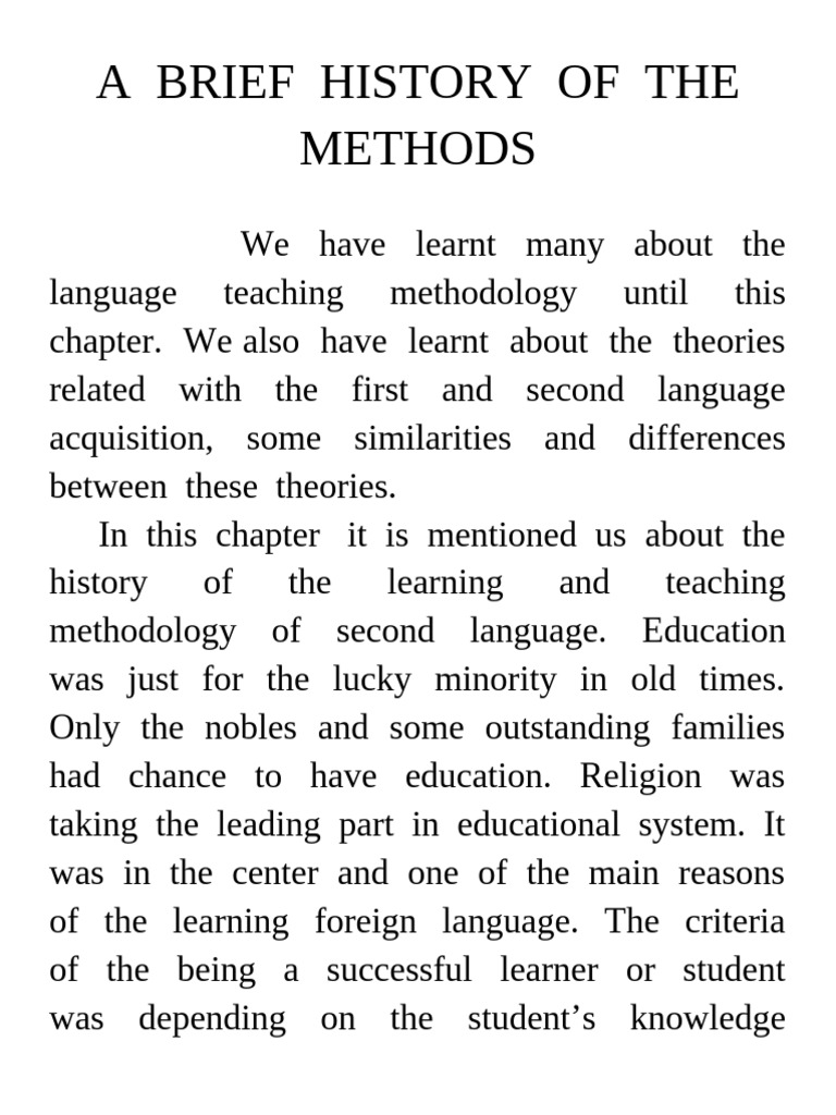 A Brief History of Methods | PDF | Second Language | Language Education