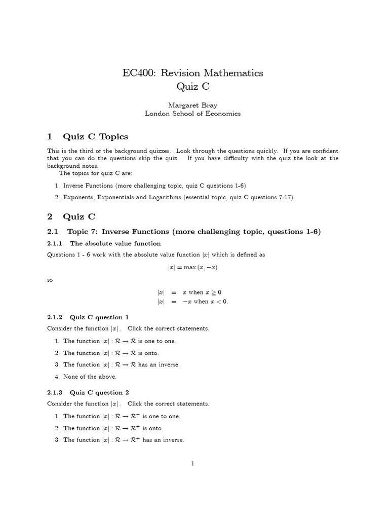 Quiz C Questions | PDF