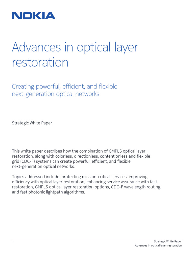 Nokia Advances in Optical Layer Restoration White Paper EN | PDF