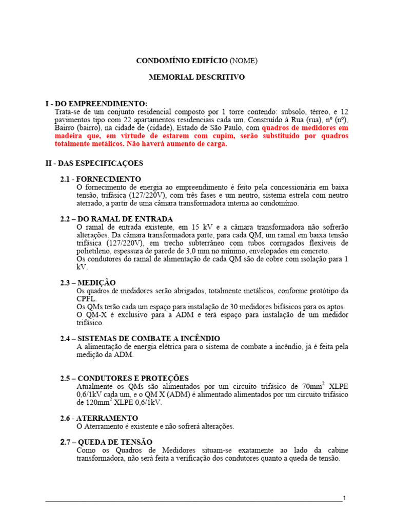 Modelo Memorial Descritivo.r00 | PDF