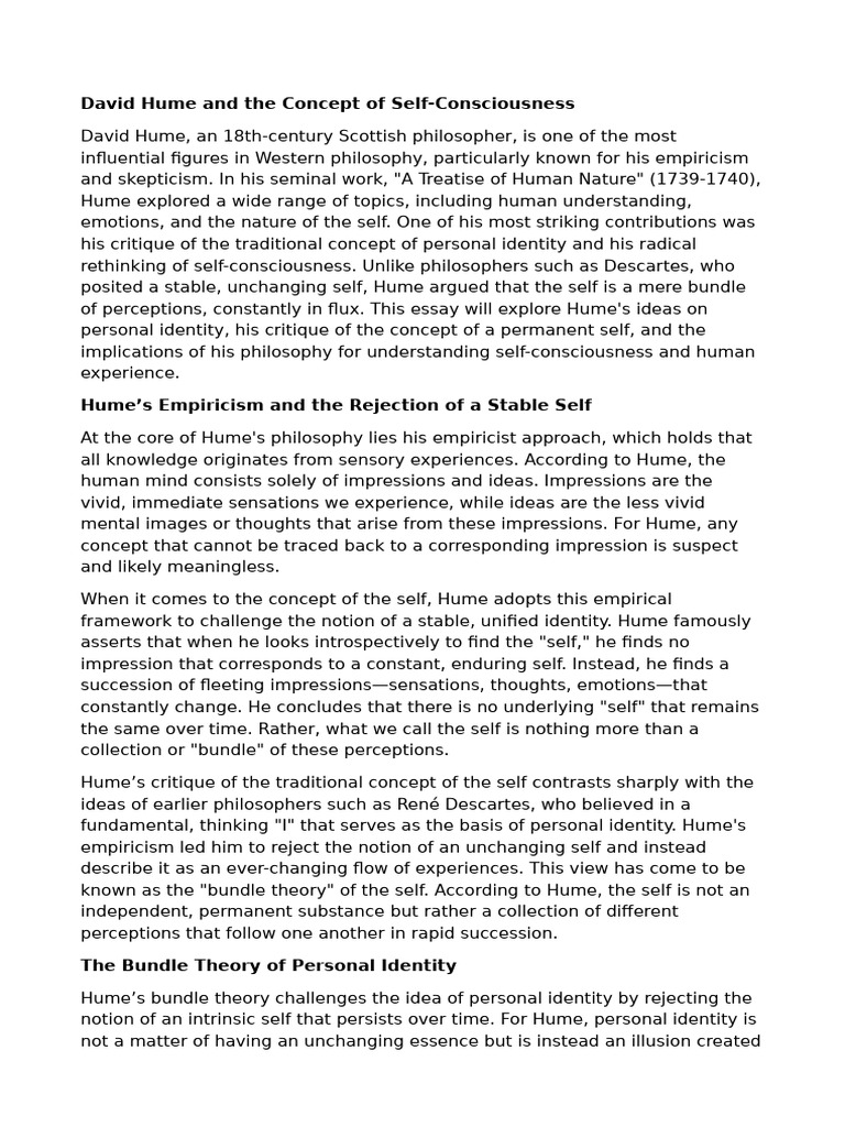 David Hume and The Concept of Self | PDF