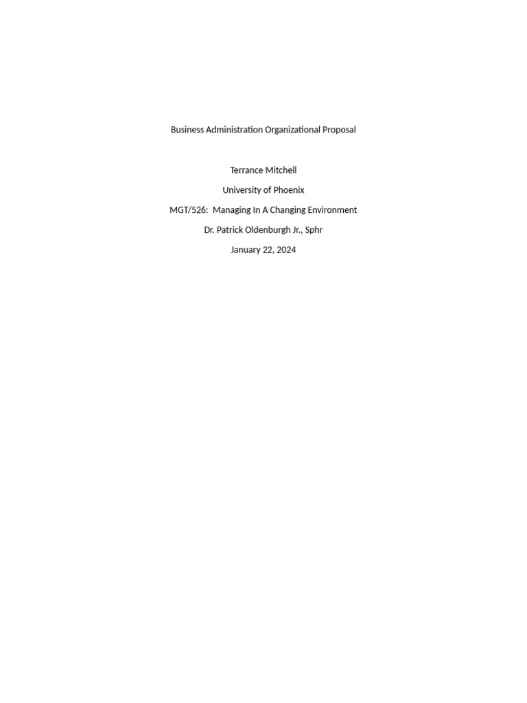 Business Administration Organizational Proposal | PDF