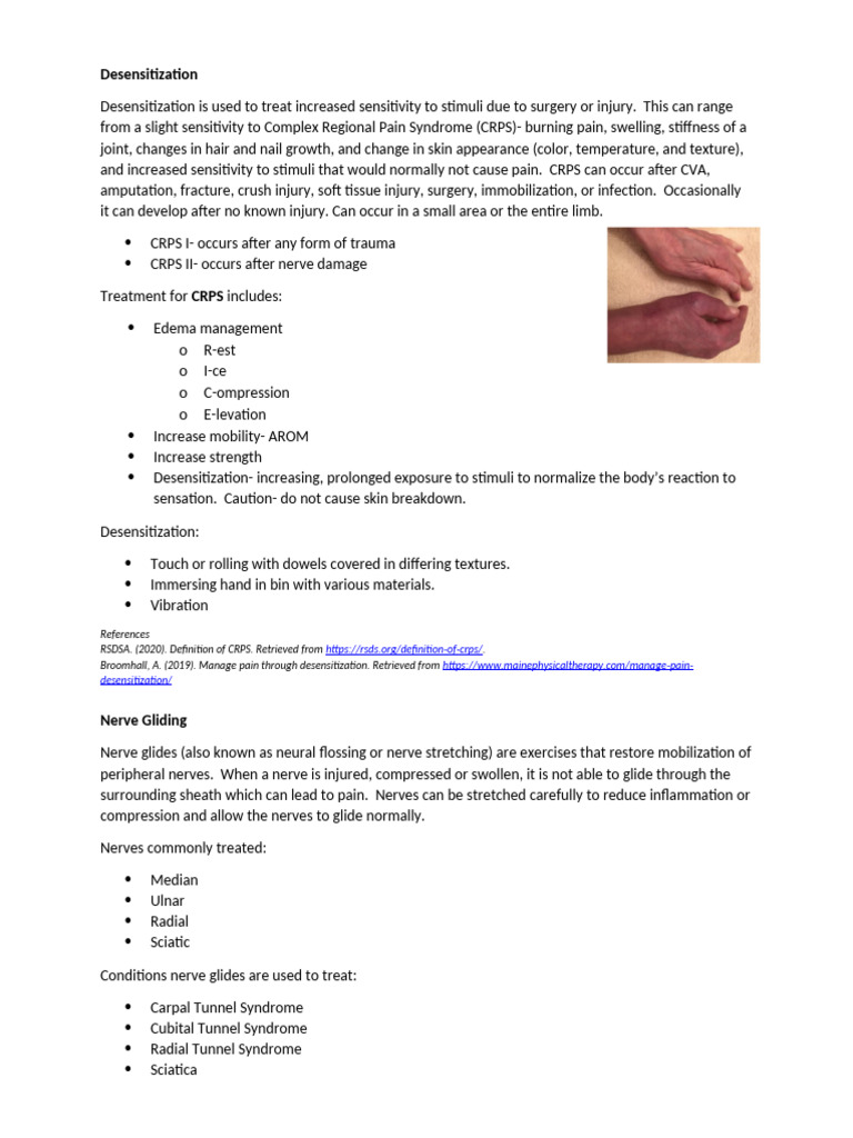 Desensitization, Nerve Gliding, Scar Massage | PDF | Hand ...