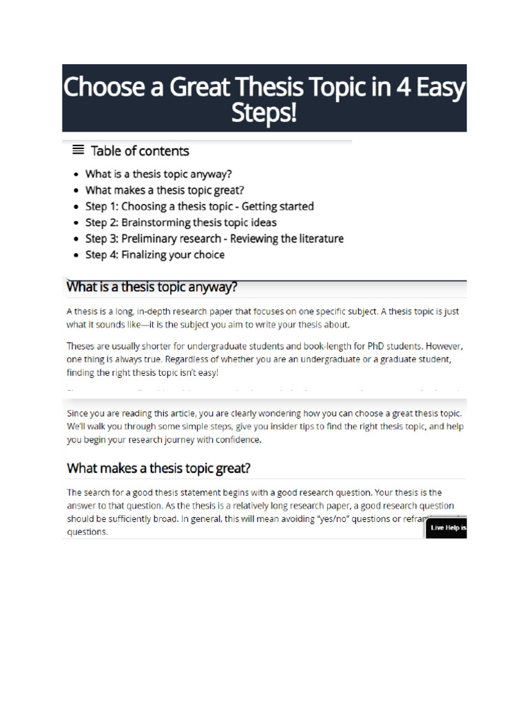 Choosing A Thesis Topic | PDF