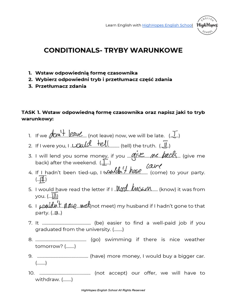 Conditionals 3 | PDF