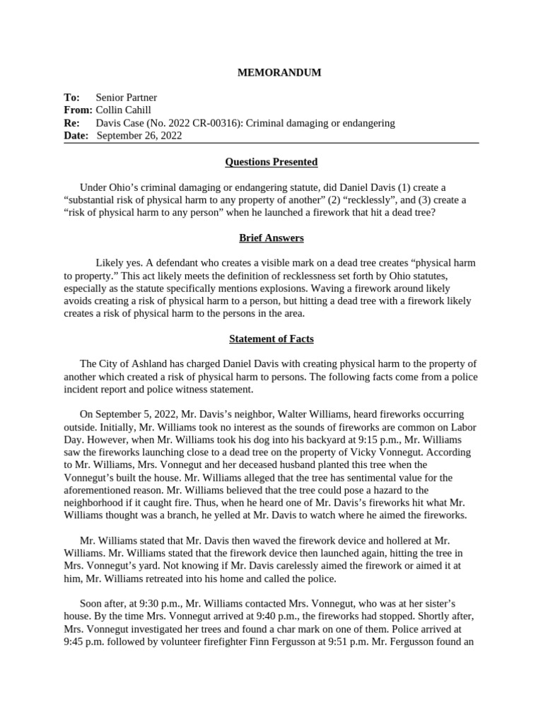 Law 1 Research Closed Memo | PDF